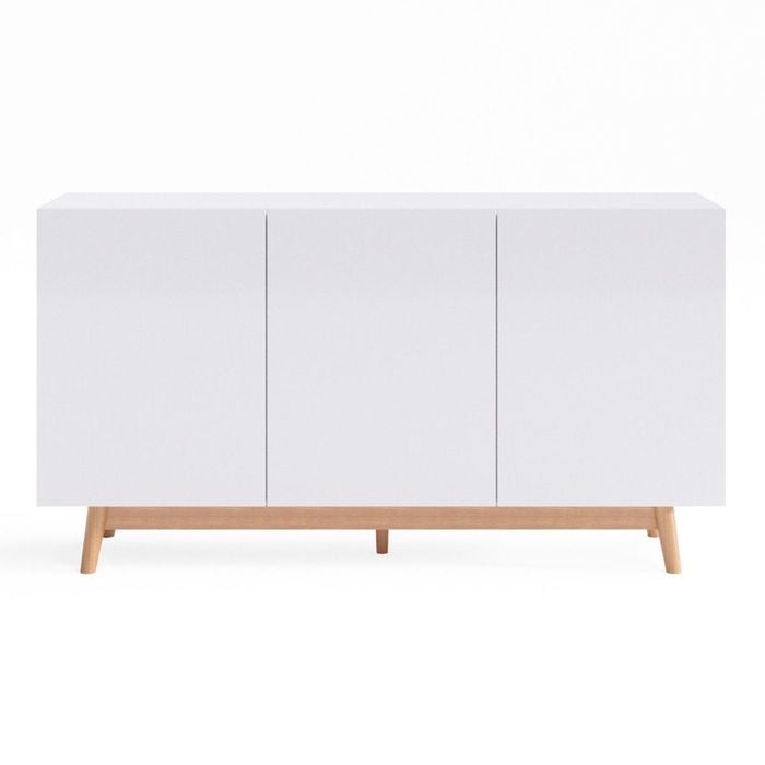 White scandinavian buffet sideboard with solid oak wood legs store