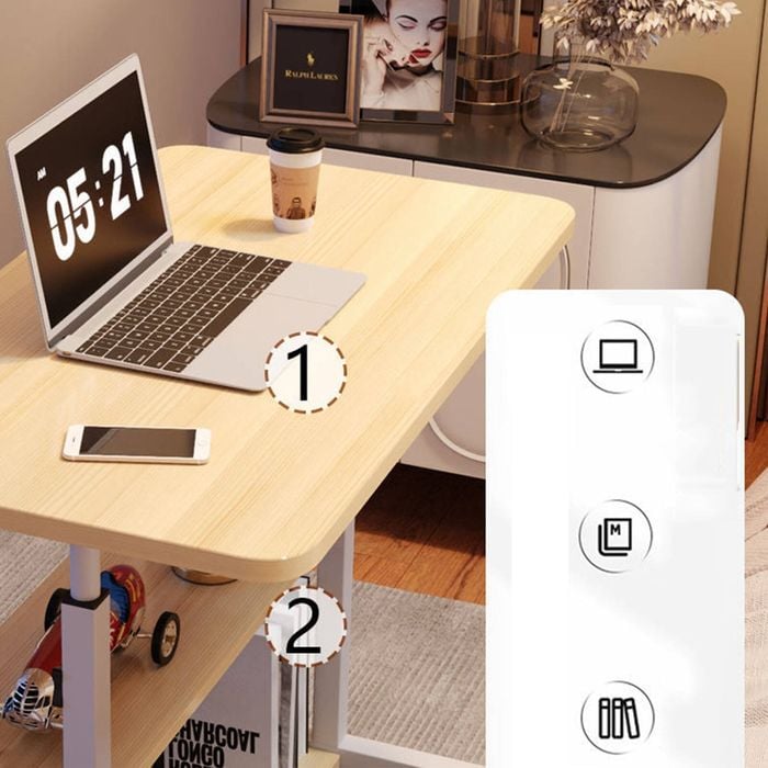 Foret Mobile Computer Bedside Study Desk Storage Stand Adjustable ...