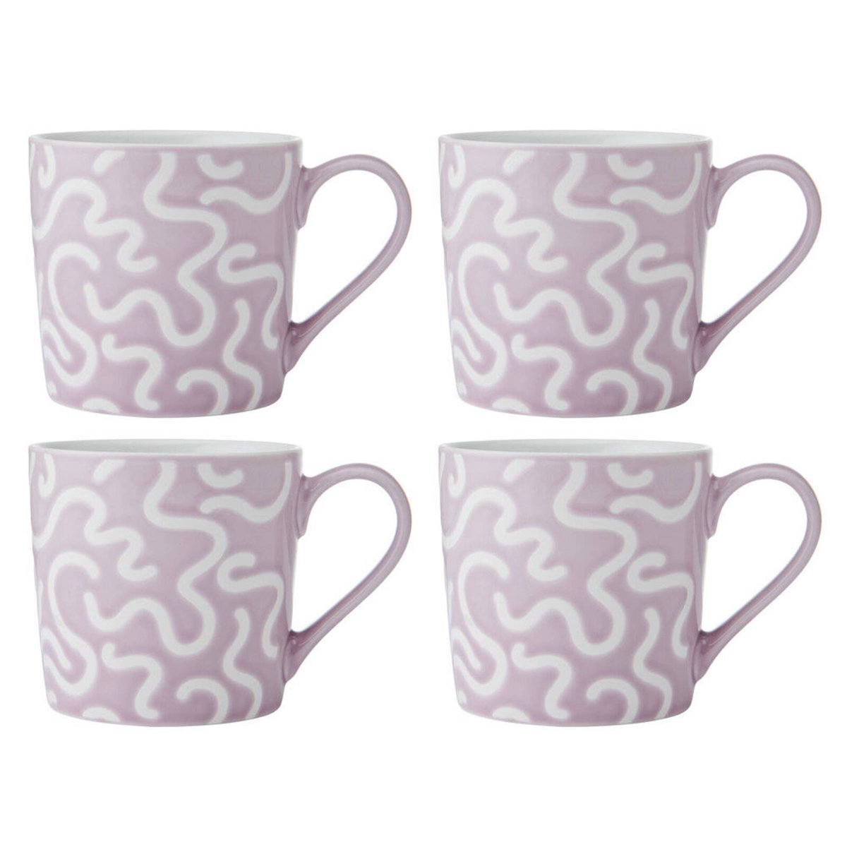 4PK Mikasa 360ml Textured Purple Swirl Coffee Mug Cup Stoneware Purple ...
