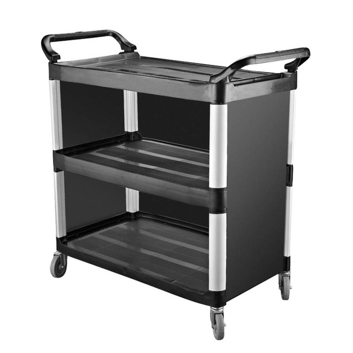 Caterrax Utility Trolley Black Plastic With Closed Sides 3 Shelves ...