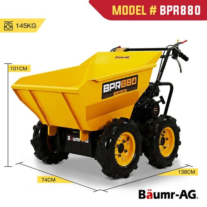 Baumr-AG Power Wheelbarrow Motorized Mini Petrol Powered Wheel Barrow ...