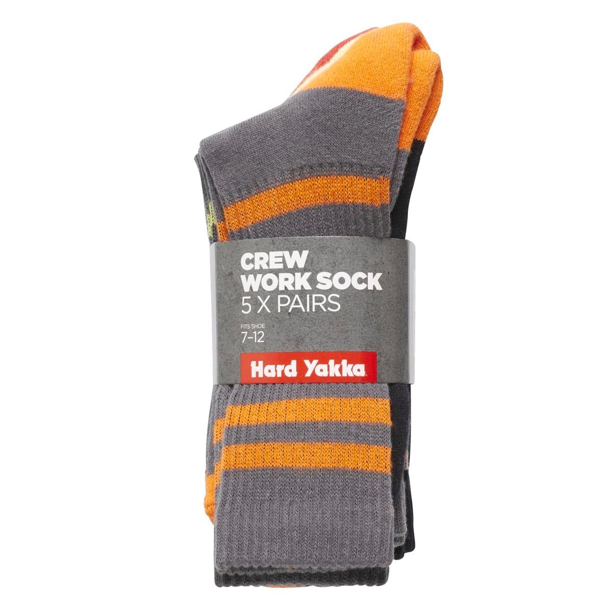 Hard Yakka Size 7-12 Crew Work Socks - 5 Pack - Bunnings Australia