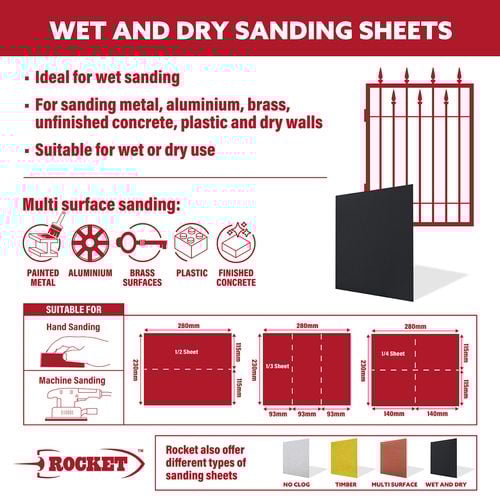 Rocket 400/600 Wet Dry Sanding Sheets - 6 Pack - Bunnings Australia