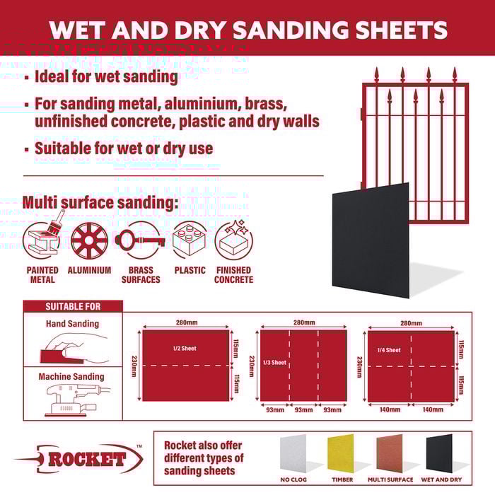 Rocket 400/600 Wet Dry Sanding Sheets - 6 Pack - Bunnings Australia