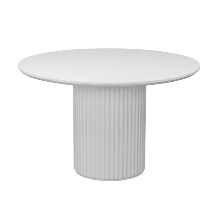 El Nino Flute 120m Round Dining Table White - Bunnings Australia