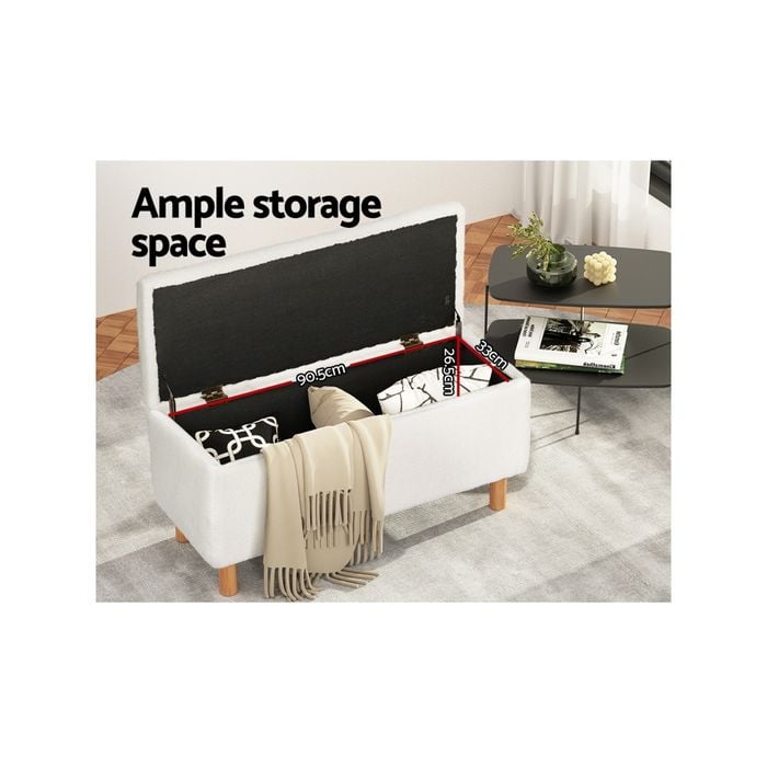 Artiss Ottoman Storage Boucle White - Bunnings Australia