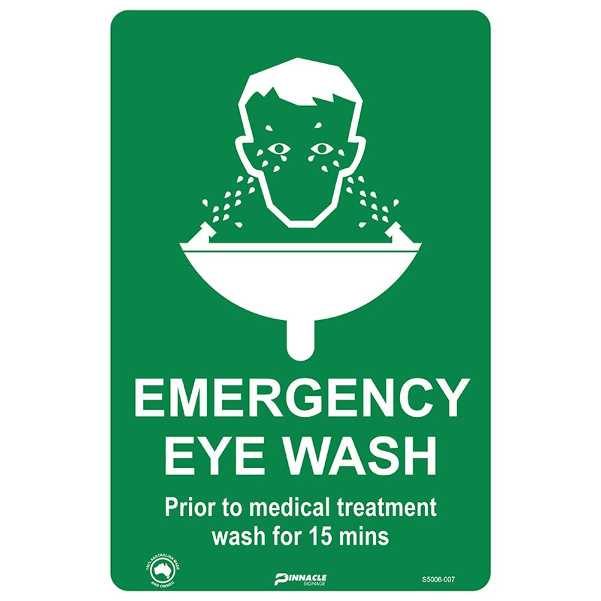 Pinnacle 300 x 200mm Poly Emergency Eye Wash Sign - Bunnings Australia