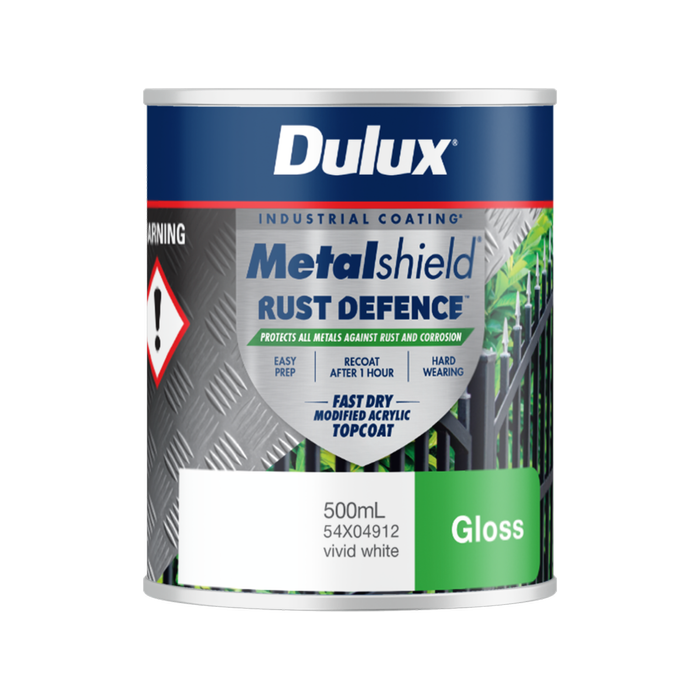 Dulux Metalshield 500ml White Gloss Metalshield Defence Rust - .5L ...