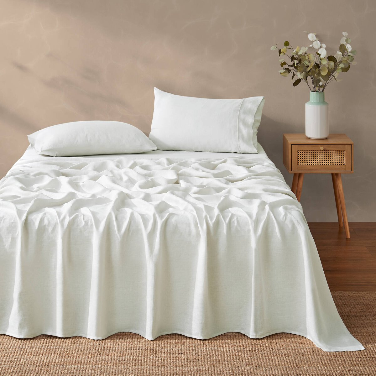 Natural Home Vintage Washed Hemp Linen Sheet Set Dove Grey - Queen Bed ...