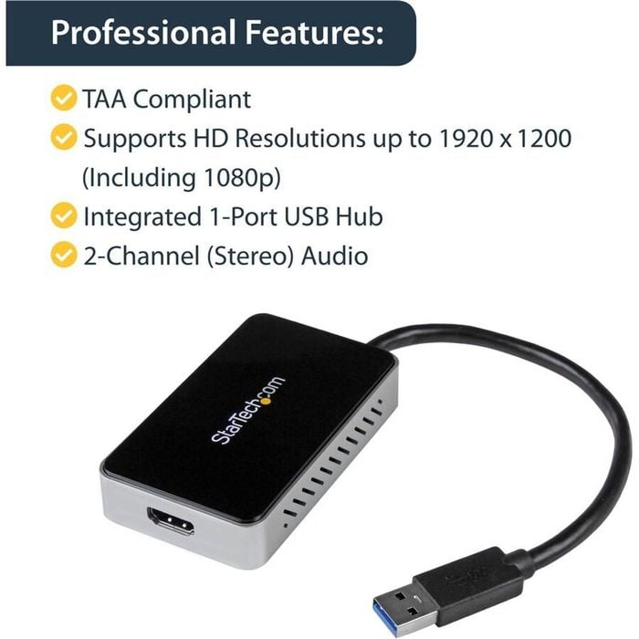 StarTech.com USB 3.0 to HDMI External Video Card Multi Monitor Adapter ...