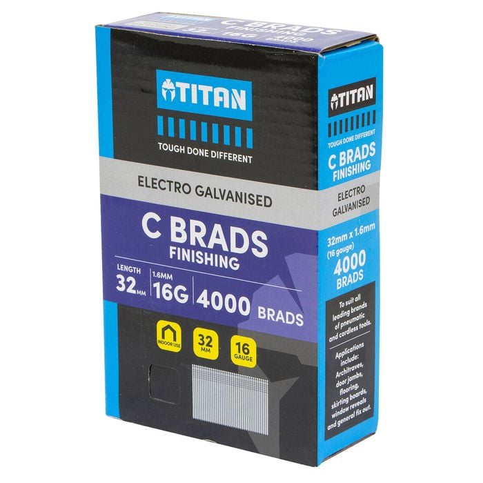 Titan 32 x 1.6mm Electro Galvanised Straight Collated Nail C Brads ...