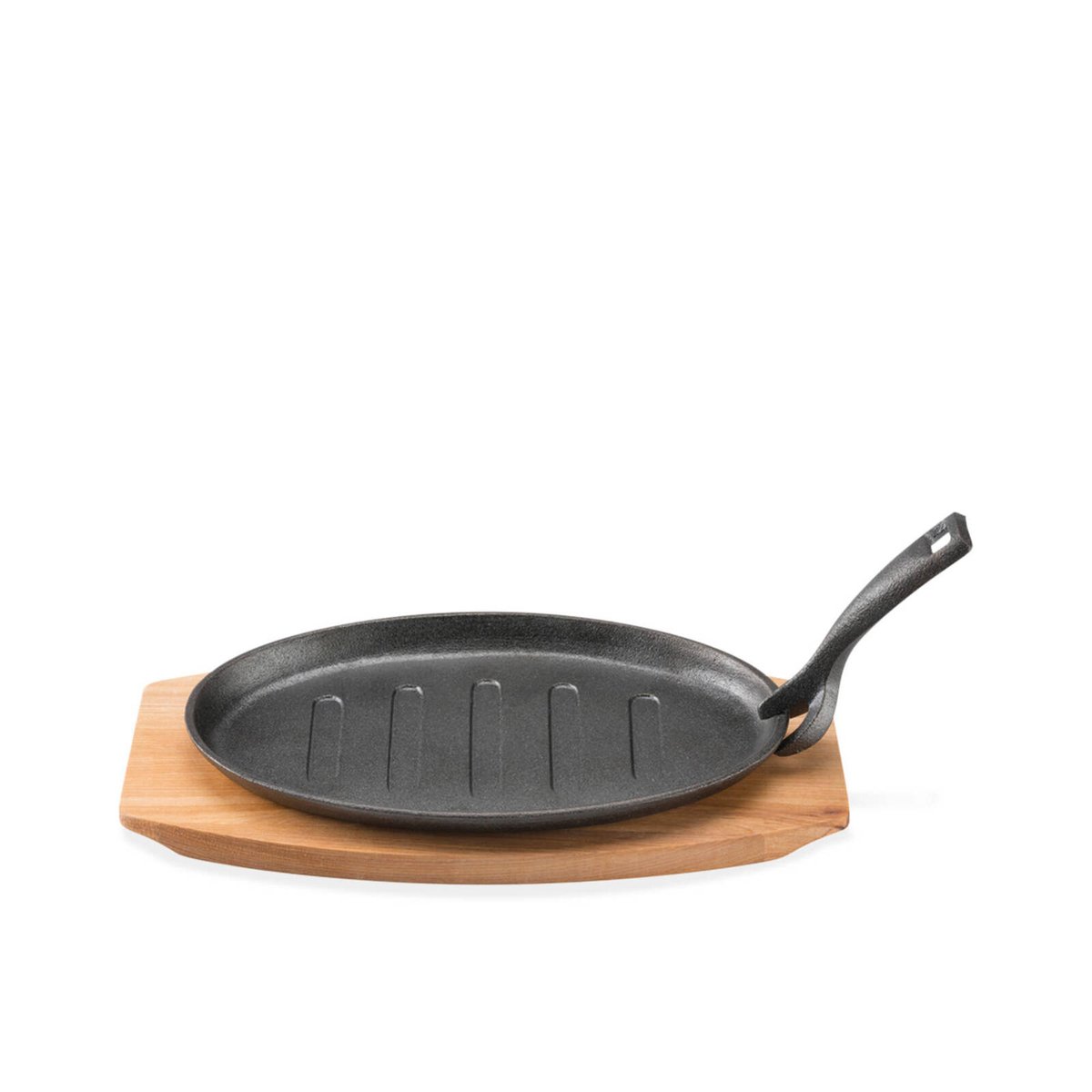 Pyrolux Pyrocast Cast Iron Oval Sizzle Plate with Maple Tray 27x18cm ...