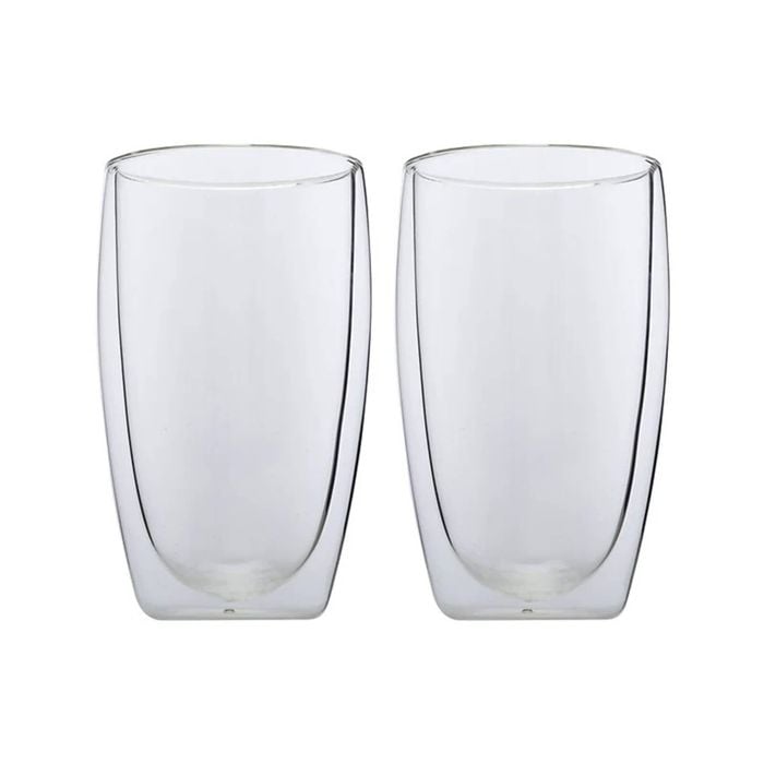 2pc Maxwell & Williams Blend Double Wall 450ml Glass Cup Set - Clear - Bunnings Australia