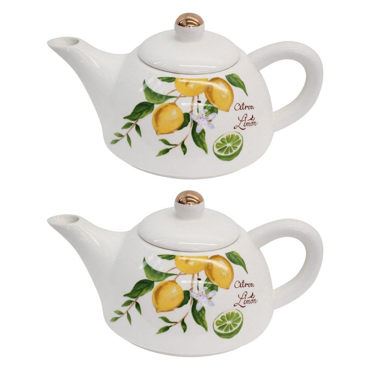 2PK LVD Lemon 19.5cm Teapot Porcelain/Metal Decorative Tea Brewing Pot ...