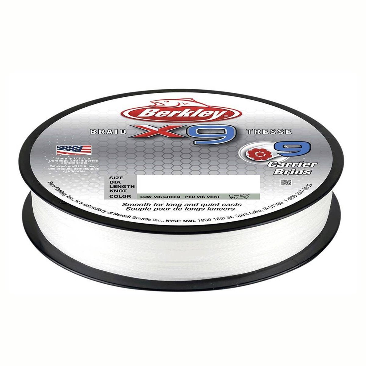 200m Spool of 100lb Berkley X9 Braided Fishing Line-Crystal White 9 ...