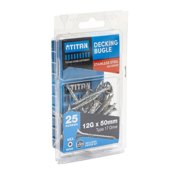 Titan 12G x 50mm Decking Bugle 304 Stainless Steel - Pack of 25 ...