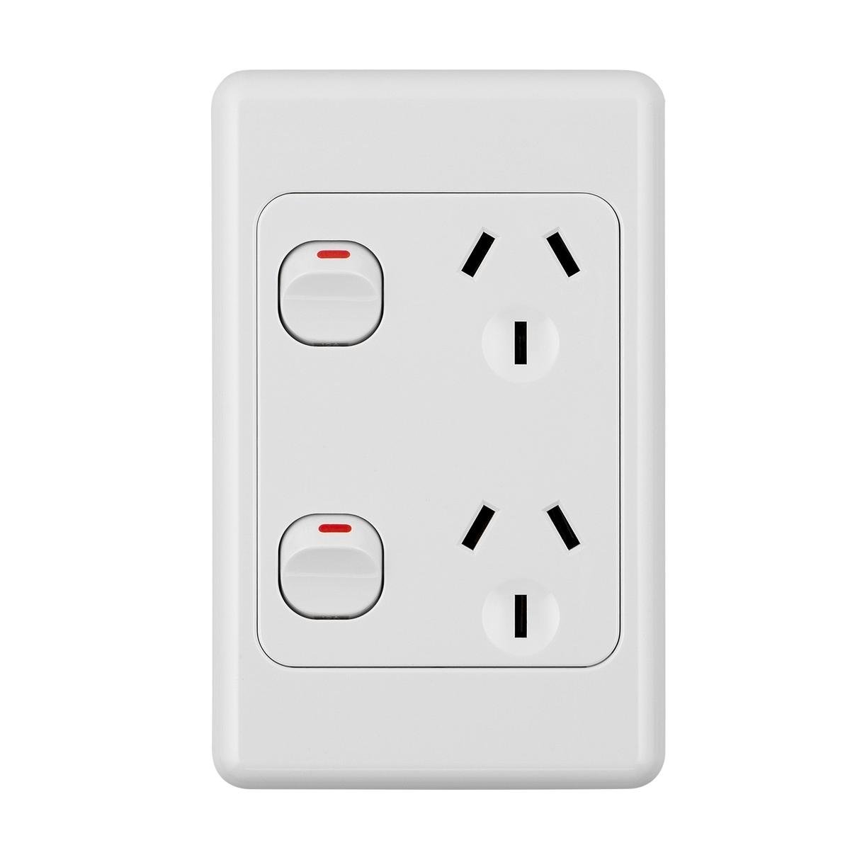 Click 75 x 115mm 10Amp Vertical Powerpoint - Double - Bunnings New Zealand