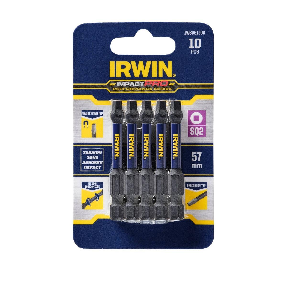 Irwin Impact Pro Performance 57mm SQ2 - 10 Pack - Bunnings New Zealand