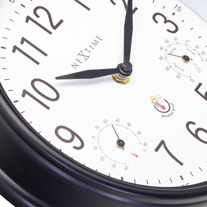 NeXtime Jasmine Weatherproof Outdoor 23.5cm Wall Clock - Black/White ...