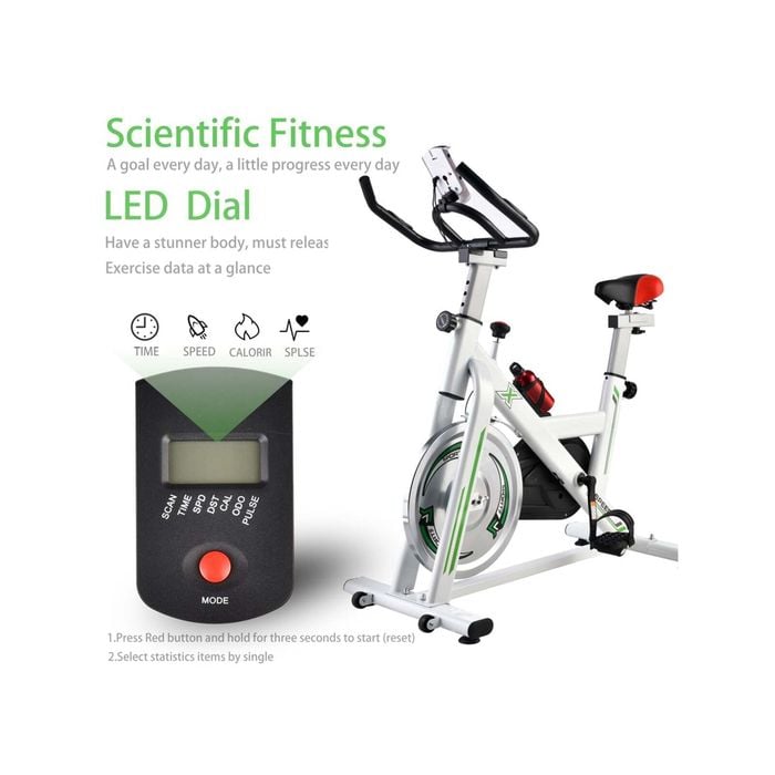 White Colour Exercise Spin Bike Home Gym Workout Equipment Cycling ...