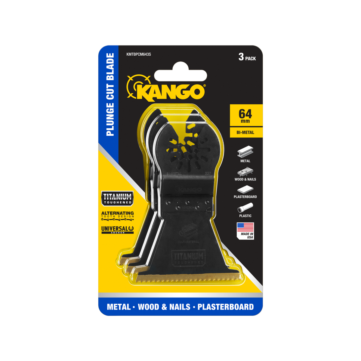 Kango 64mm Bi-Metal Plunge Cut Multi Tool Blade 3 Pack - Bunnings Australia