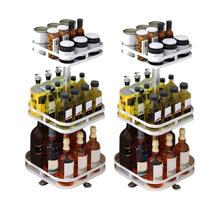SOGA 2X 3 Tier White Steel Rotating Kitchen Countertop Organiser Shelf ...