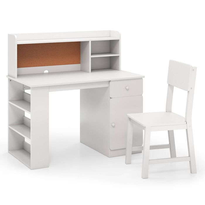 Costway Student Table & Chair Writing Desk Set White - Bunnings Australia