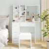 Advwin Dressing Table Set with Slide Mirror and Stool Vanity Desk Hiden ...