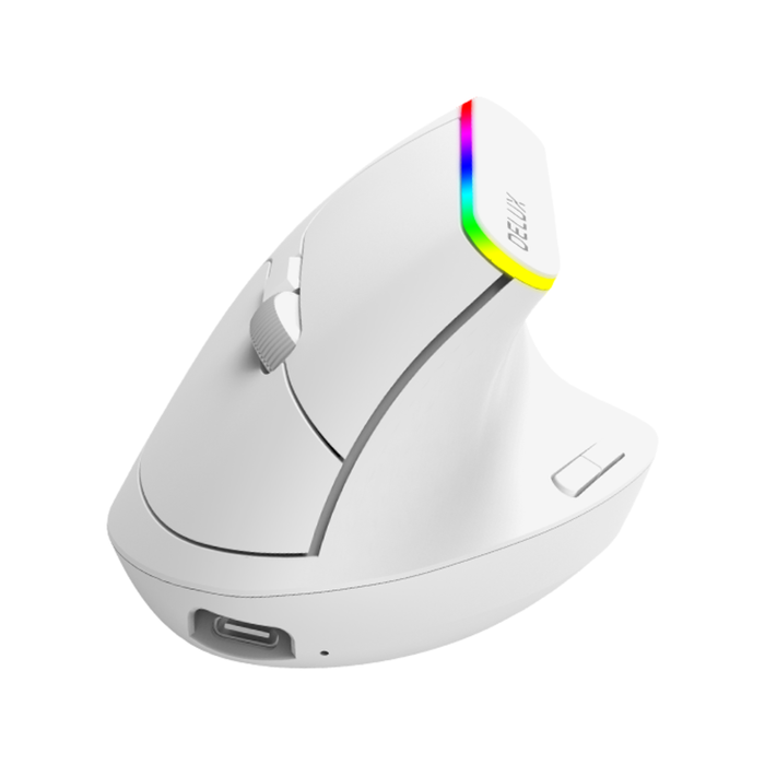DELUX M618DB - Wireless Ergonomic Vertical Mouse - Dual Mode Version White - Bunnings Australia