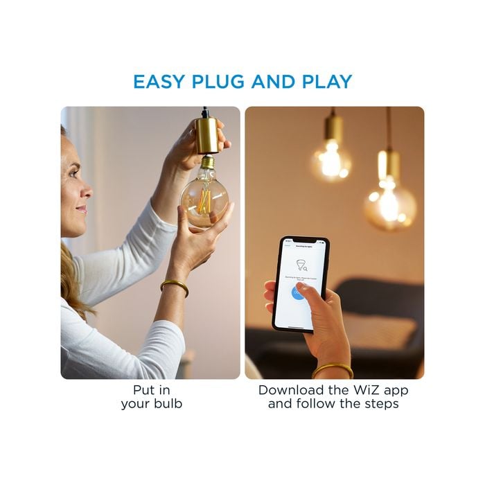 WIZ G95 E27 LED 640Lm Tuneable White 7W Smart Filament Globe - Bunnings Australia