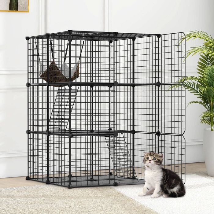 Advwin Cat Cage 3 Tier DIY Pet Crate Cat Villa Cat Enclosure - Bunnings ...