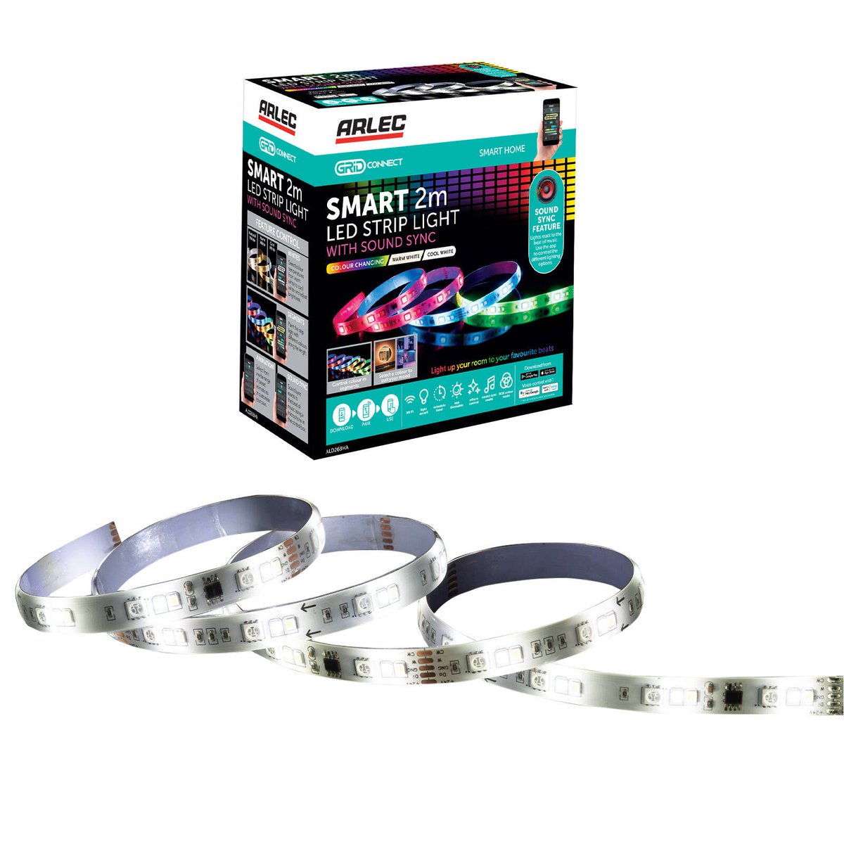 Arlec Grid Connect Smart 2m Sound Sync Strip Light - Bunnings Australia