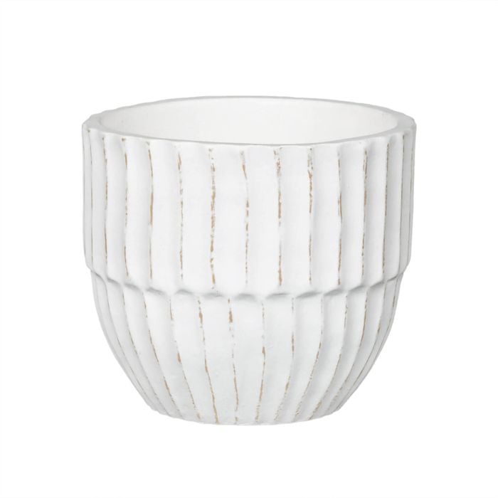 Astin Sinclair 180 x 160mm White Ribbed Planter - Bunnings Australia