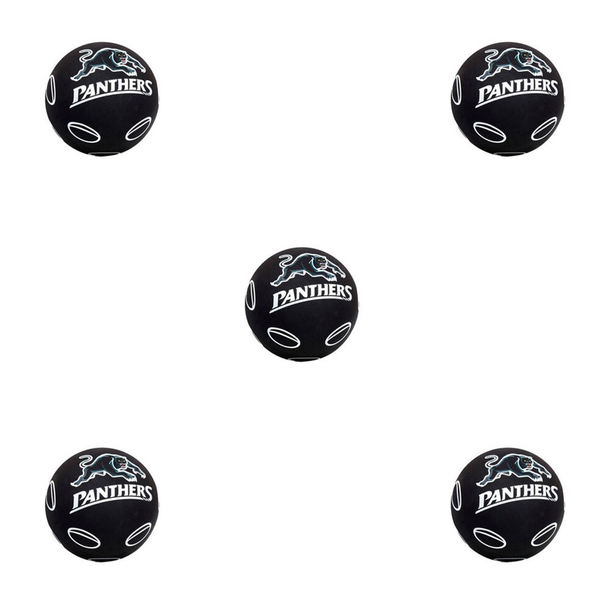 5PK NRL Penrith Panthers NRL Super-High Bounce Ball 60mm - Black ...