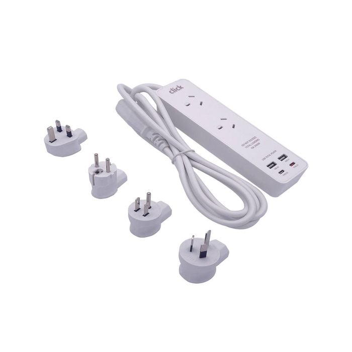 Click 2 Outlet Travel Power Board with PD45W USB Charger - Bunnings ...
