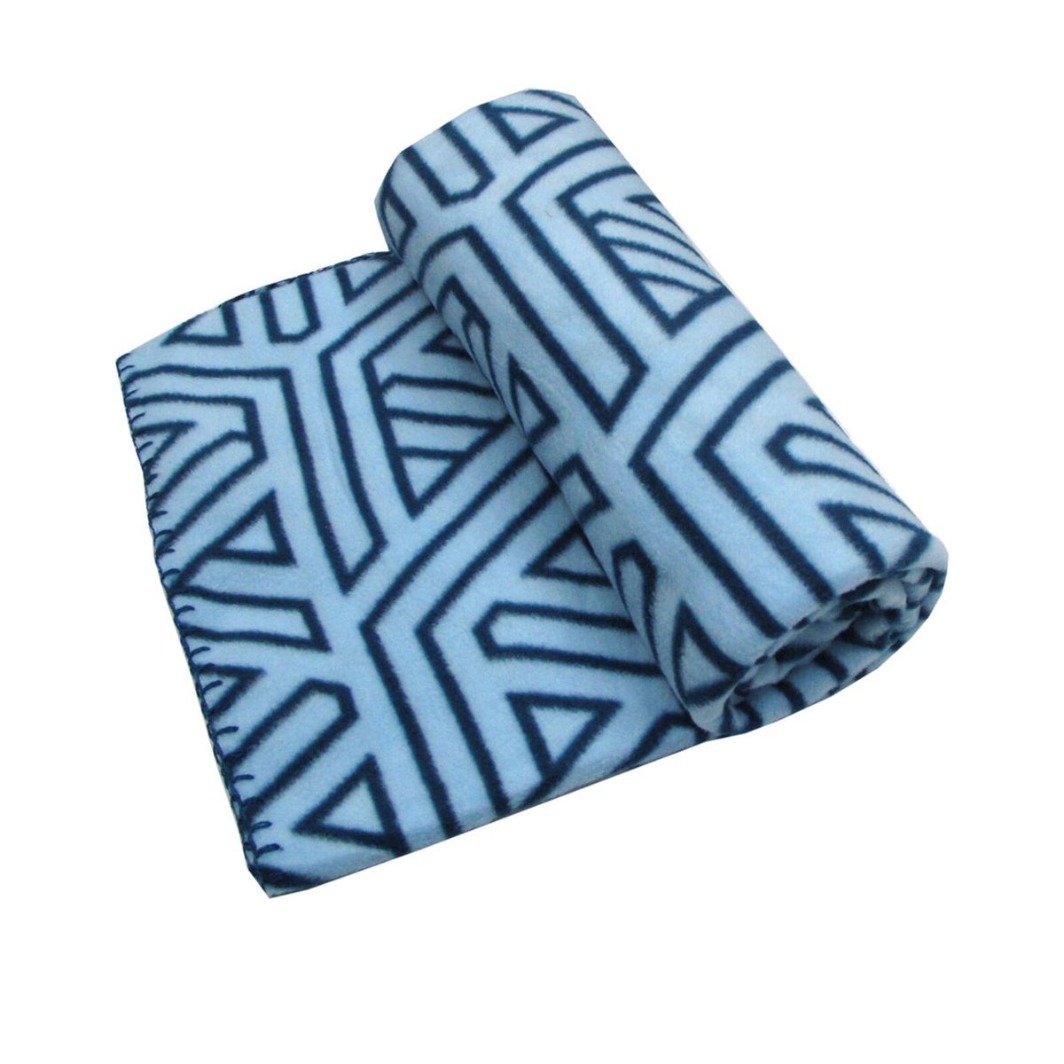 Aerial Printed Fleece Throw Rug 130 x 150 cm Blue Geo - Bunnings Australia