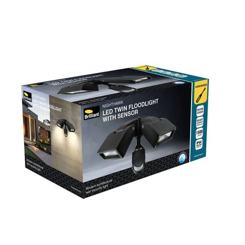 Brilliant Lighting 24W LED Black Nighthawk Sensor Flood Light ...
