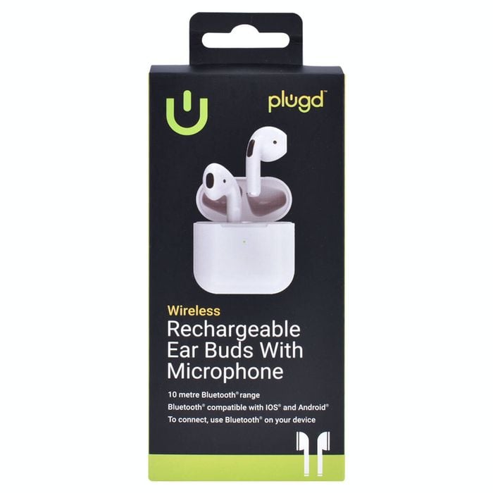 Plugd Wireless Rechargable Ear Buds Bluetooth Headphones - Bunnings ...