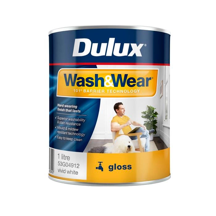 Dulux 1L Vivid White Wash&Wear Gloss Interior Paint - Bunnings Australia