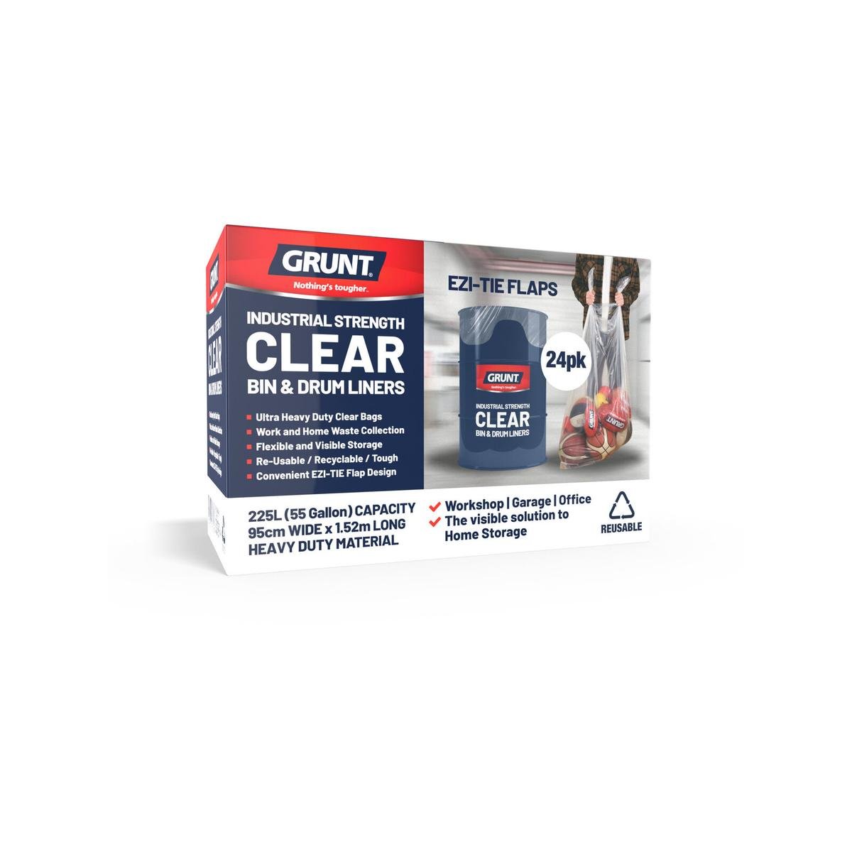 GRUNT 225L Clear Heavy Duty Bags - Bunnings Australia