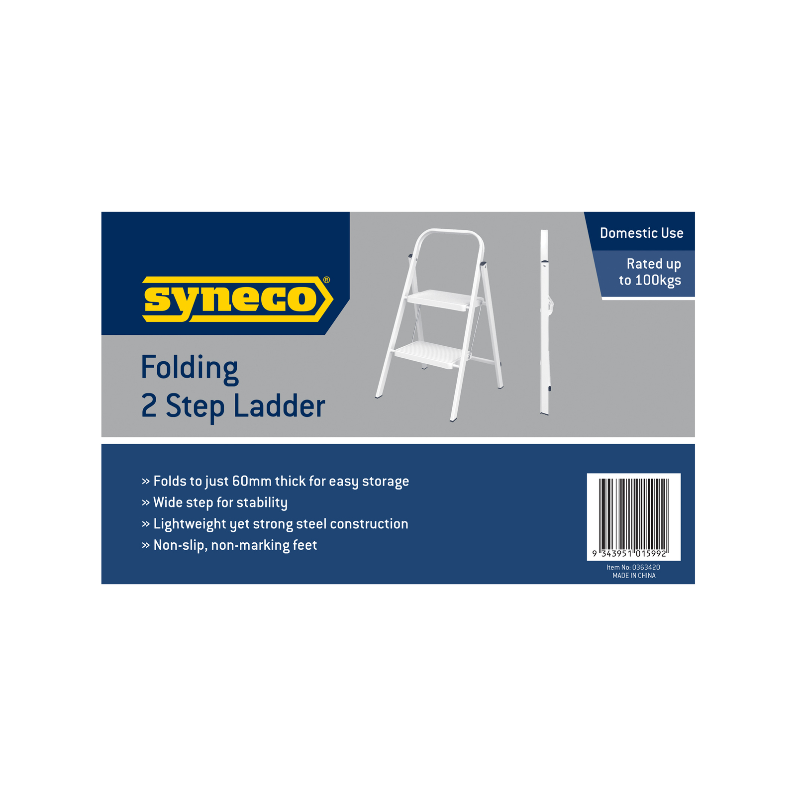 Syneco 100kg 2 Step Domestic Steel Folding Ladder Bunnings Australia