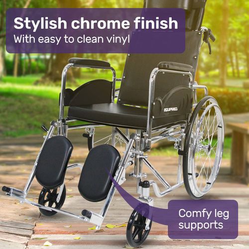 EQUIPMED Folding Manual Reclining Wheelchair Self Propelled, 24" Rear ...