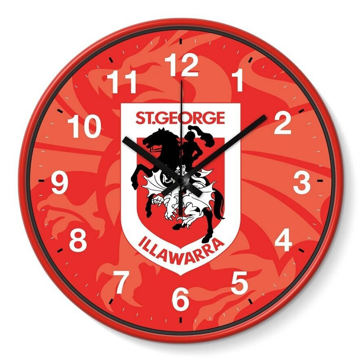NRL Wall Clock - St George Illawarra Dragons - Plastic - 30cm Diameter ...
