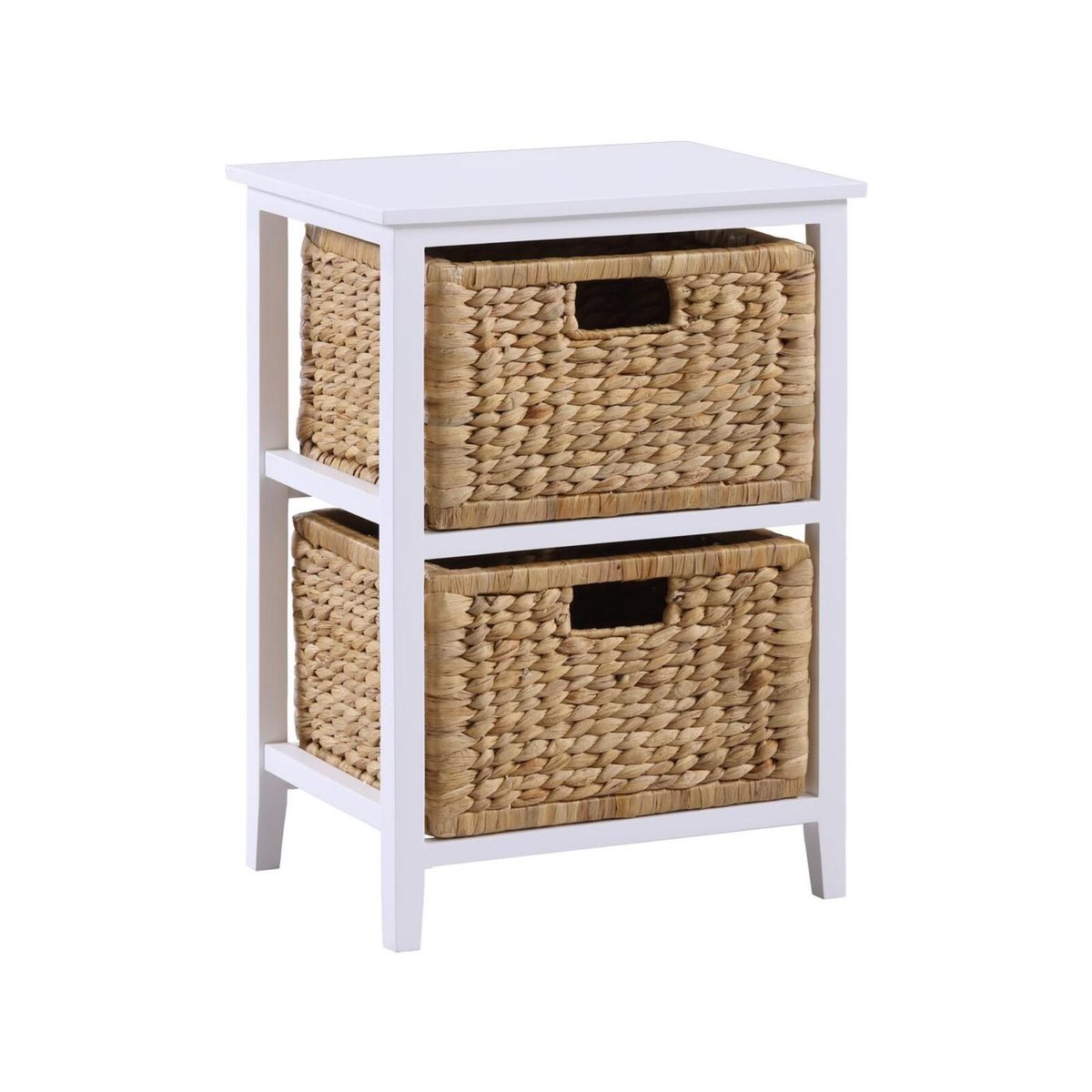 Mica Side Table Bedside Unit with 2 baskets white - Bunnings Australia