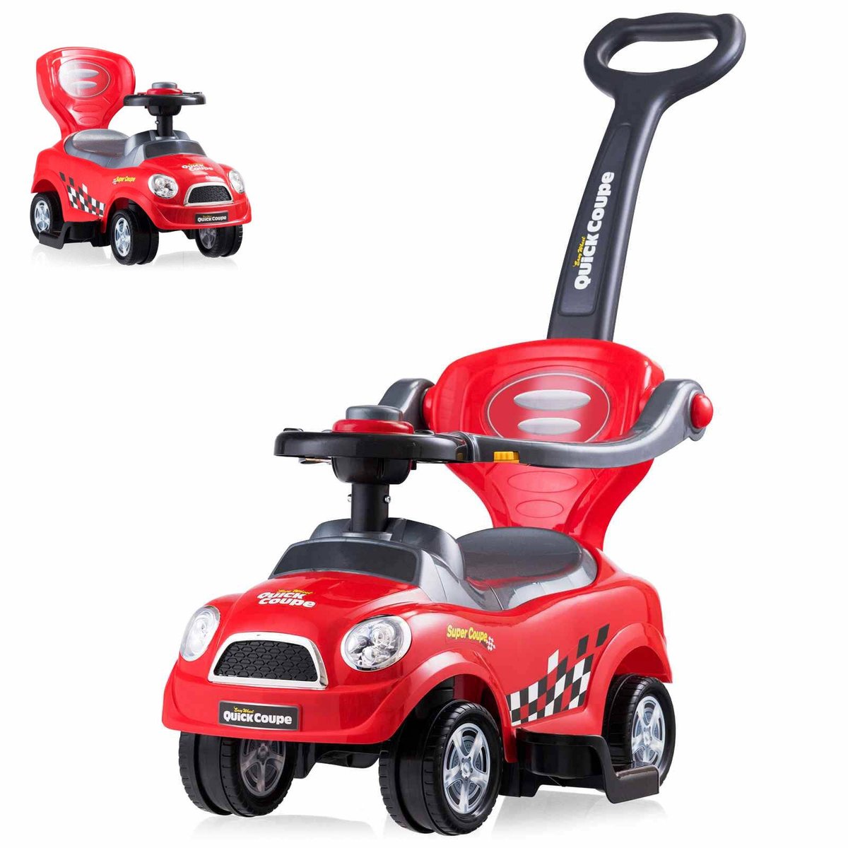 Costway 3-in-1 Ride On Push Car Baby Walker with Guardrails Handle ...