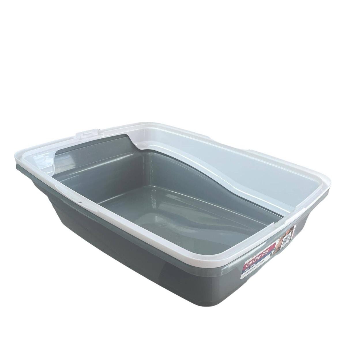 Cat Litter Tray Plastic 48x38.5x12cm Non Spill Mess Guard Rim ...