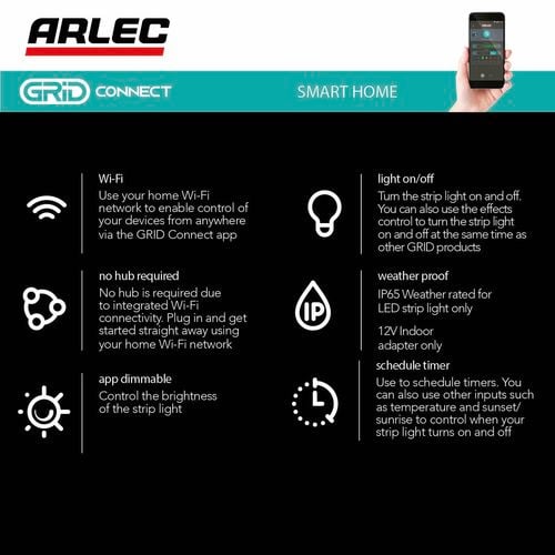 Arlec 1m Cool White And Warm White Grid Connect Smart CCT LED Strip ...