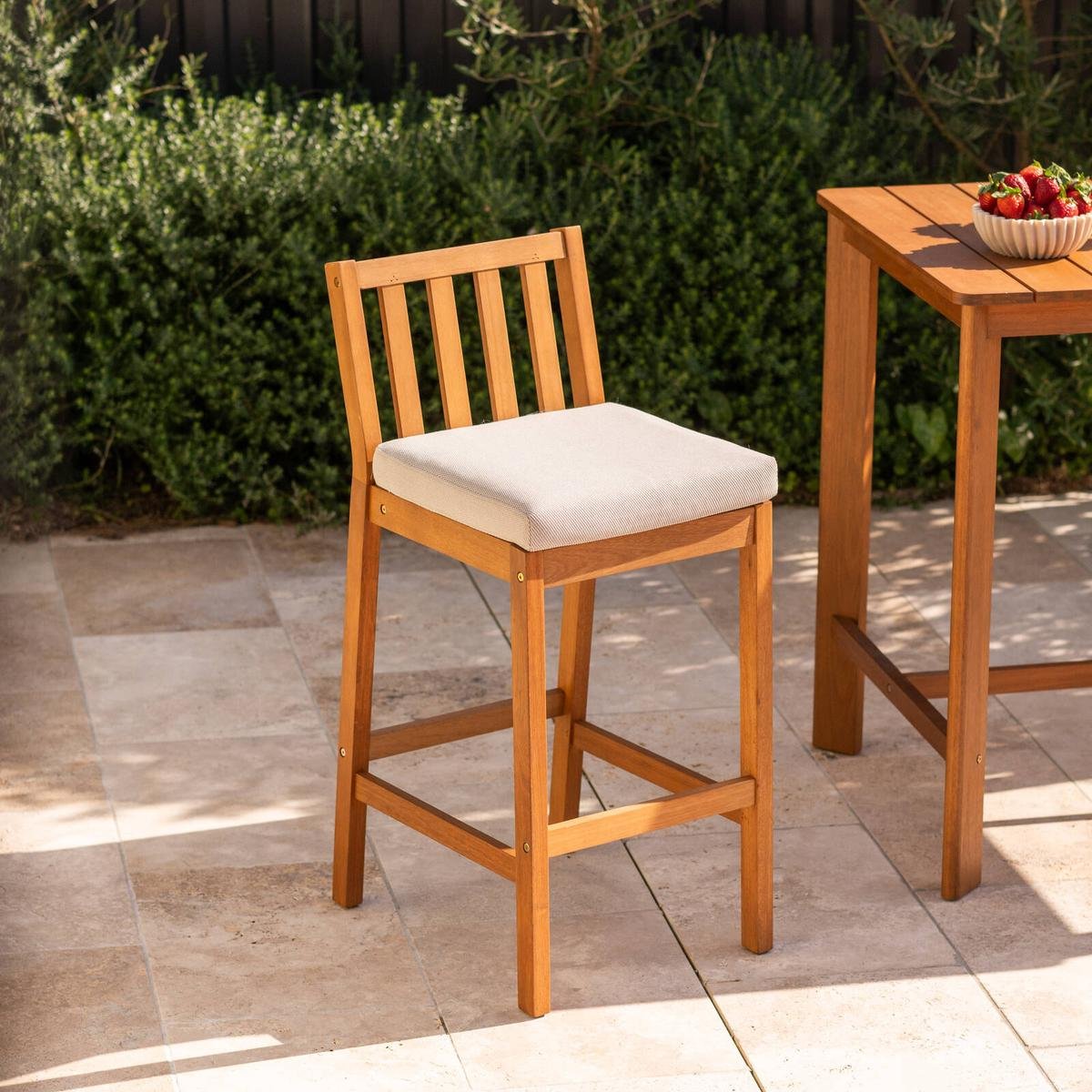 Mimosa Santo Timber Bar Stool with Cushion - Bunnings Australia