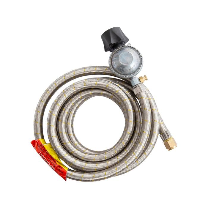 Gasmate Regulator & Braided Hose - 3000mm - LCC27 to 5/8" UNF (3/8" SAE ...