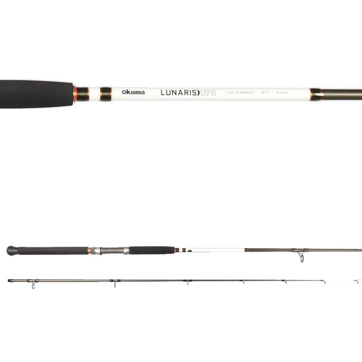 7ft Okuma Lunaris 2-4kg Spin Rod - 2 Piece Fishing Rod with Glowing ...